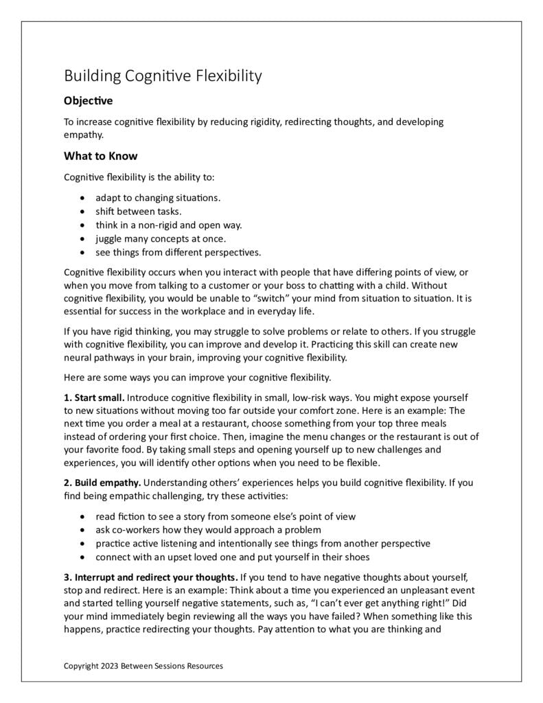 Building Cognitive Flexibility – The Counseling Store