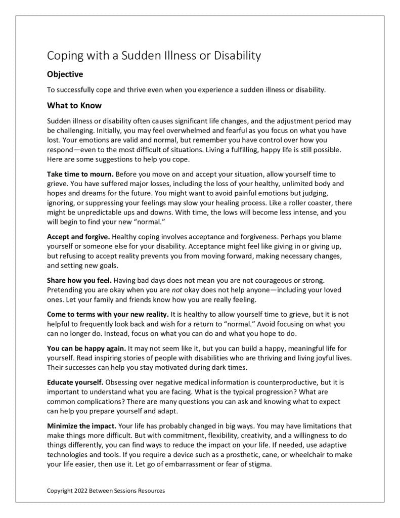 Coping with a Sudden Illness or Disability – The Counseling Store