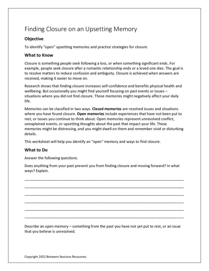 Finding Closure on an Upsetting Memory – The Counseling Store
