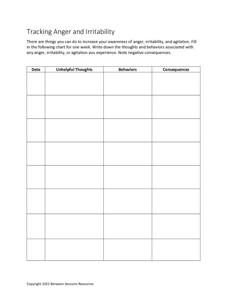 Tracking Anger and Irritability – The Counseling Store