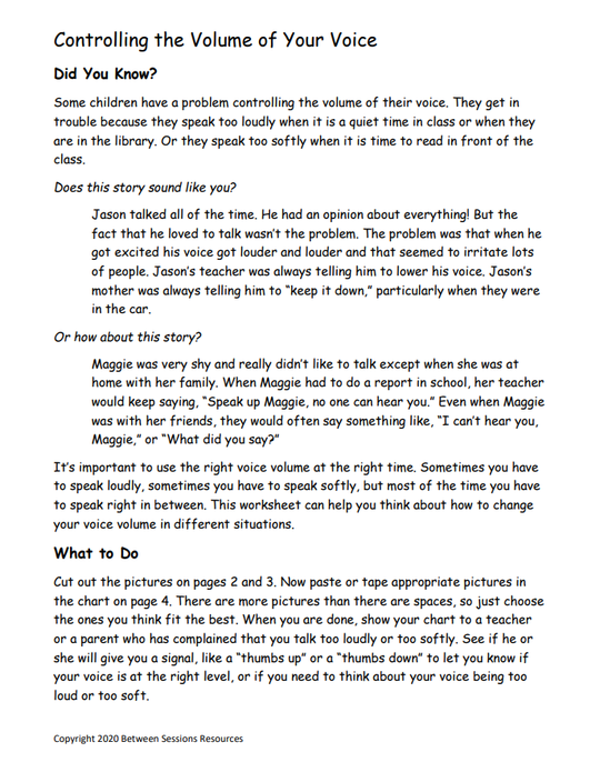 Controlling the Volume of Your Voice Worksheet (children) – The ...