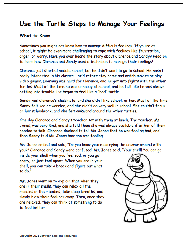 Use the Turtle Steps to Manage Your Feelings Worksheet (children) – The ...