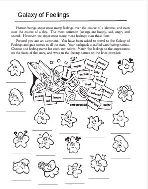 The Galaxy of Feelings Worksheet (children) – The Counseling Store