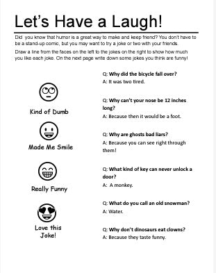 Let’s Have a Laugh Worksheet (children) – The Counseling Store