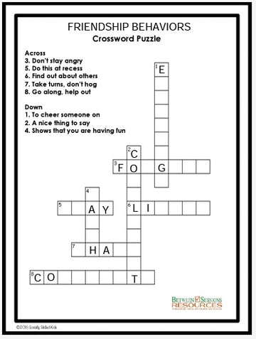 Friendship Behaviors Crossword Puzzle (children) – The Counseling Store